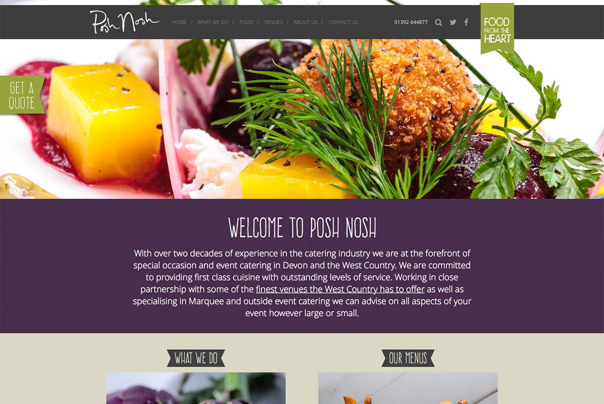 Posh Nosh Content Managed Website – Hand Made in Devon